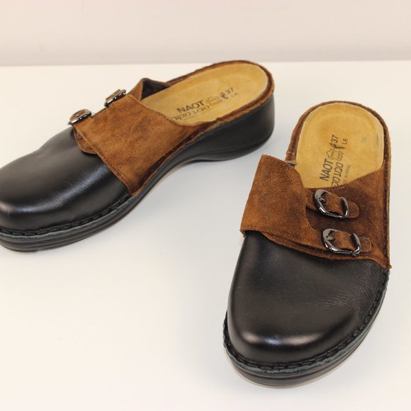 Naot | Shoes | Naot Leilani Brown Suede Black Leather Double Buckle ...